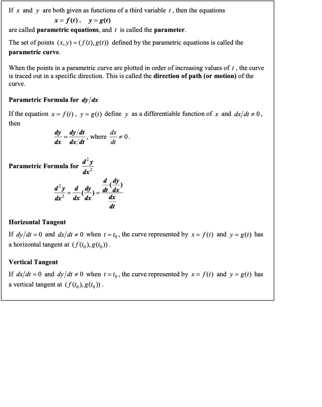 Slopes and Tangents for the Parametric Curves - Top Study Guide | RevisionTown